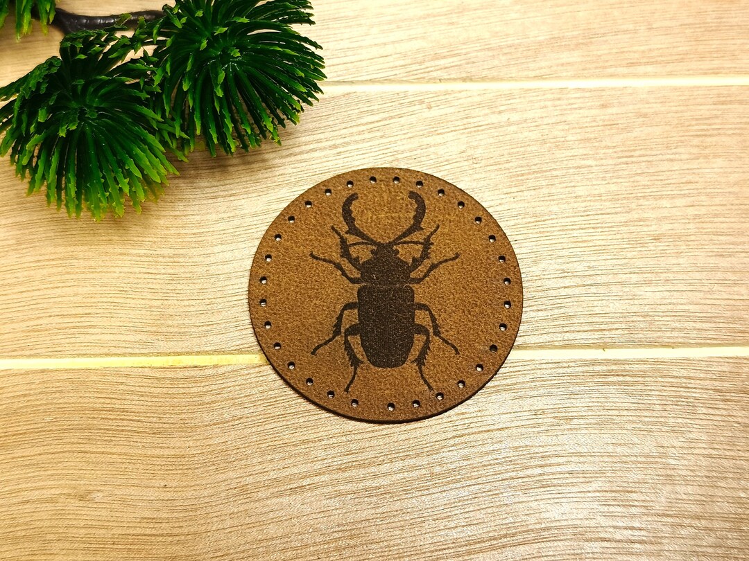 Stag Beetle Leather Patch, Full Grain Vegetable Tanned Leather, for ...