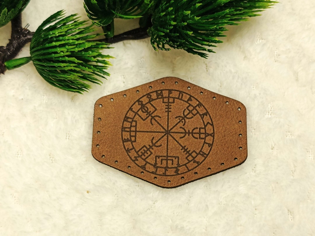 Vegvisir Leather Patch, Full Grain Vegetable Tanned Leather, Runic ...
