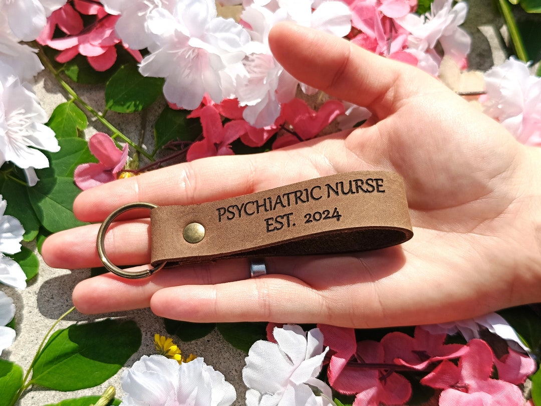 New Psychiatric Nurse Keychain, 28 COLORS Premium Leather Keyring ...
