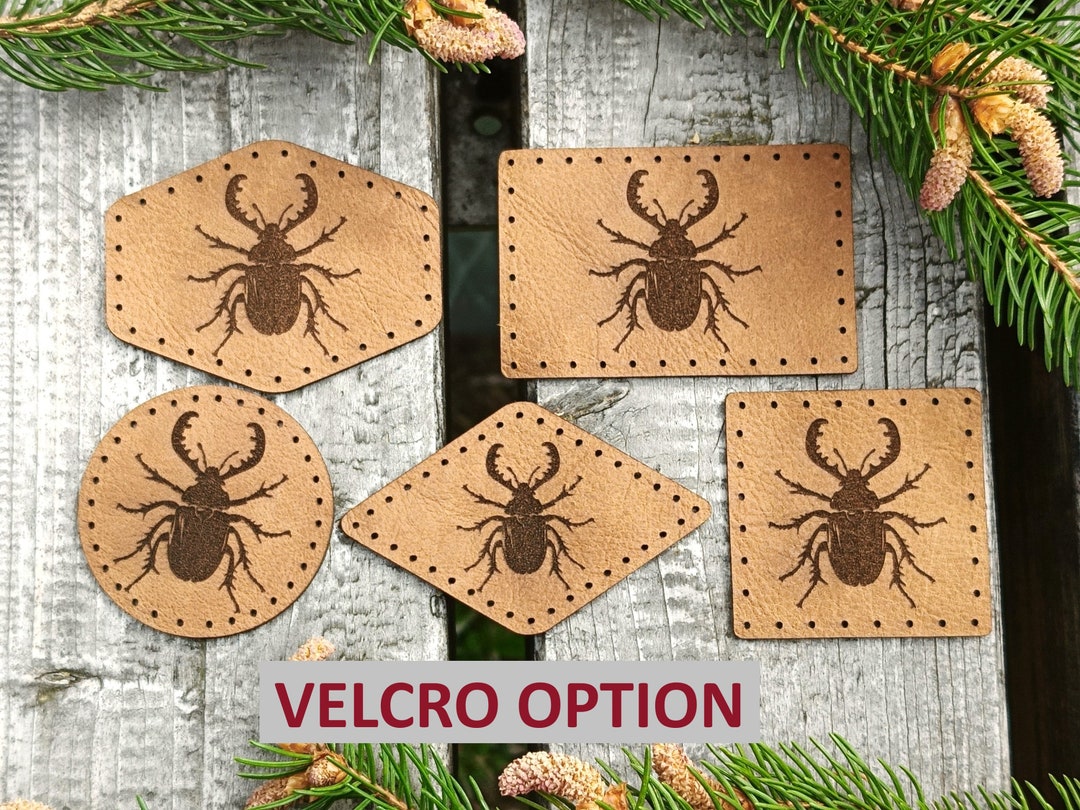 Stag Beetle Leather Patch, Velcro Option, Full Grain Vegetable Tanned ...