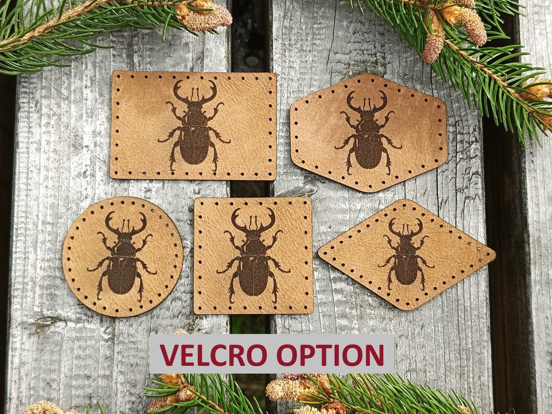 Stag Beetle Leather Patch, Velcro Option, Full Grain Vegetable Tanned ...