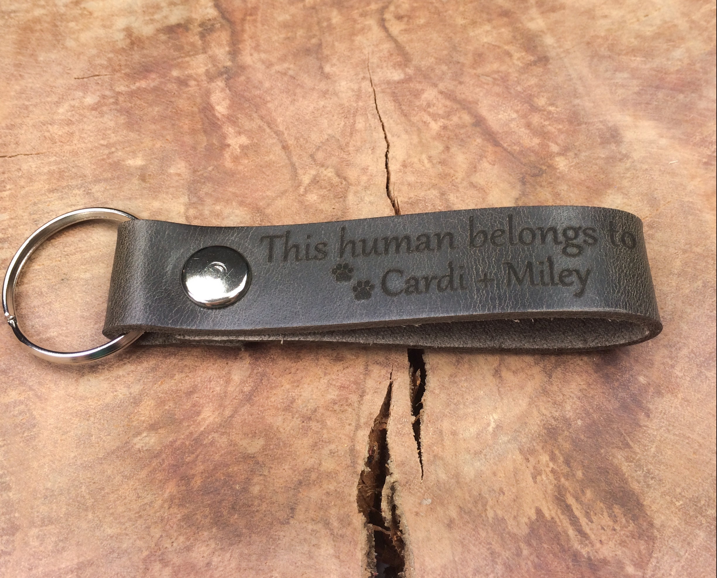 Pet Owner Gift / This Human Belongs to Keychain Thick Premium | Etsy