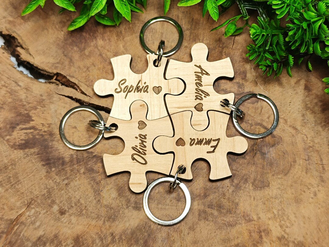 Best Friends Keyring, Interlocking Puzzle With Names Keychains, Laser ...