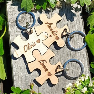 Best Friends Keyring, Interlocking Puzzle With Names Keychains, Laser ...