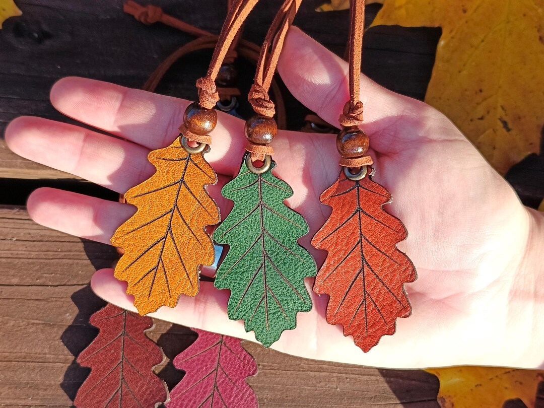 Leather Oak Leaf Purse Charm, 7 Colors, Fall Leaves, Purse Bag Charm ...