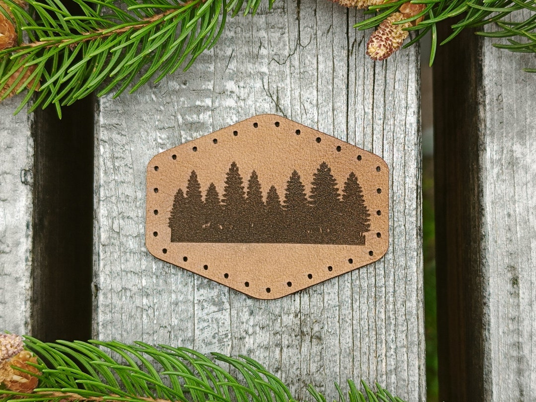Pine Tree Leather Patch, Full Grain Vegetable Tanned Leather, Camping ...