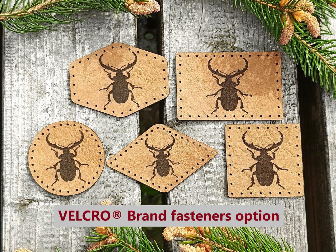 Stag Beetle Leather Patch, Velcro Option, Full Grain Vegetable Tanned ...