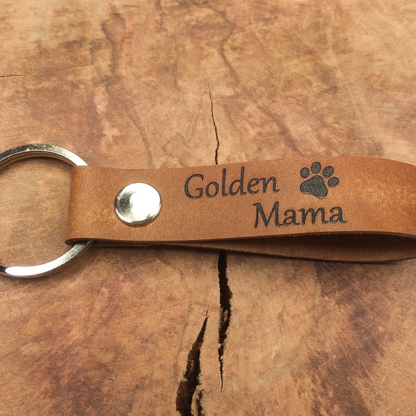 Leather Golden Retriever Keychain - Etsy