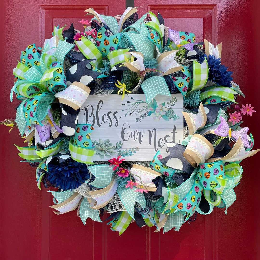 Spring Wreath, Farmhouse Decor, Country Wreath - Etsy