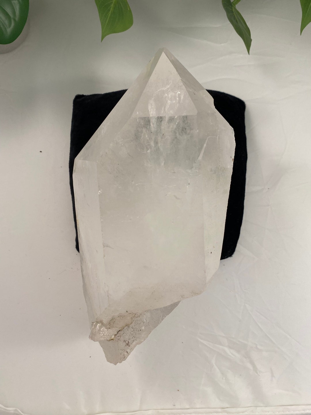 Large Clear Quartz Point, 9-1/8 H, With 4 Downward Facing Record ...