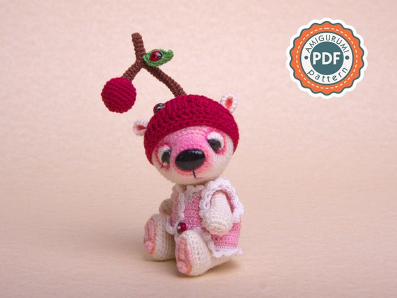 PATTERN Miniature Crochet Bear Amigurumi Toy Bear cherry | Etsy