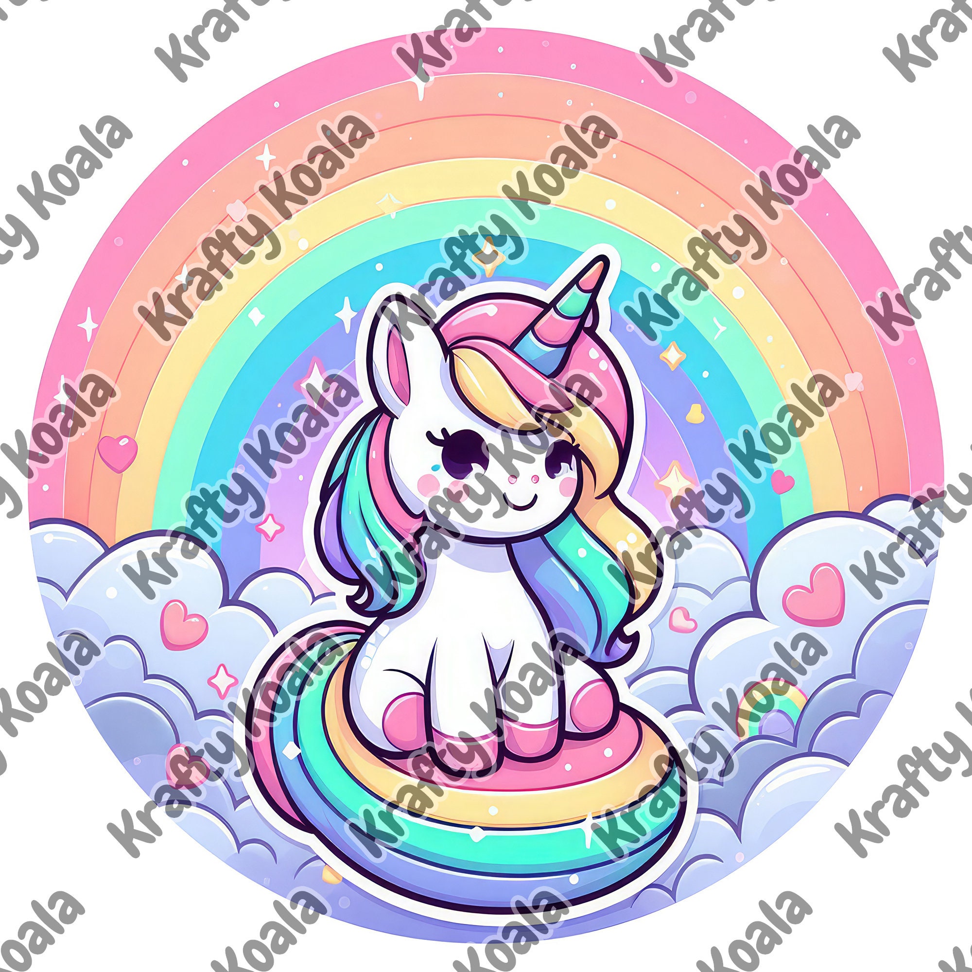 Unicorn 3 Circle Sticker Design JPEG PNG Digital Download Commercial ...
