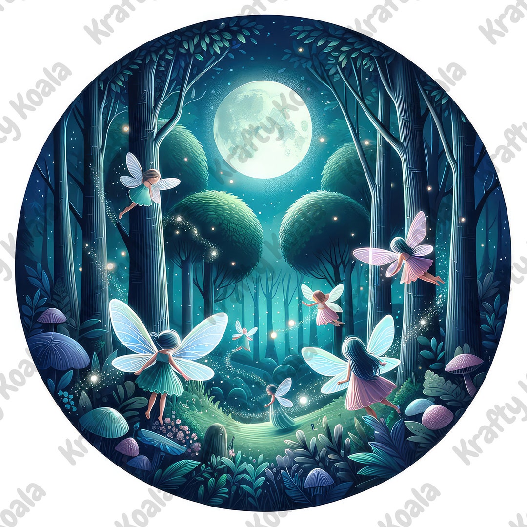 Fairies Circle 1 Sticker Design JPEG PNG Digital Download Commercial Use Round Badge Sublimation ...