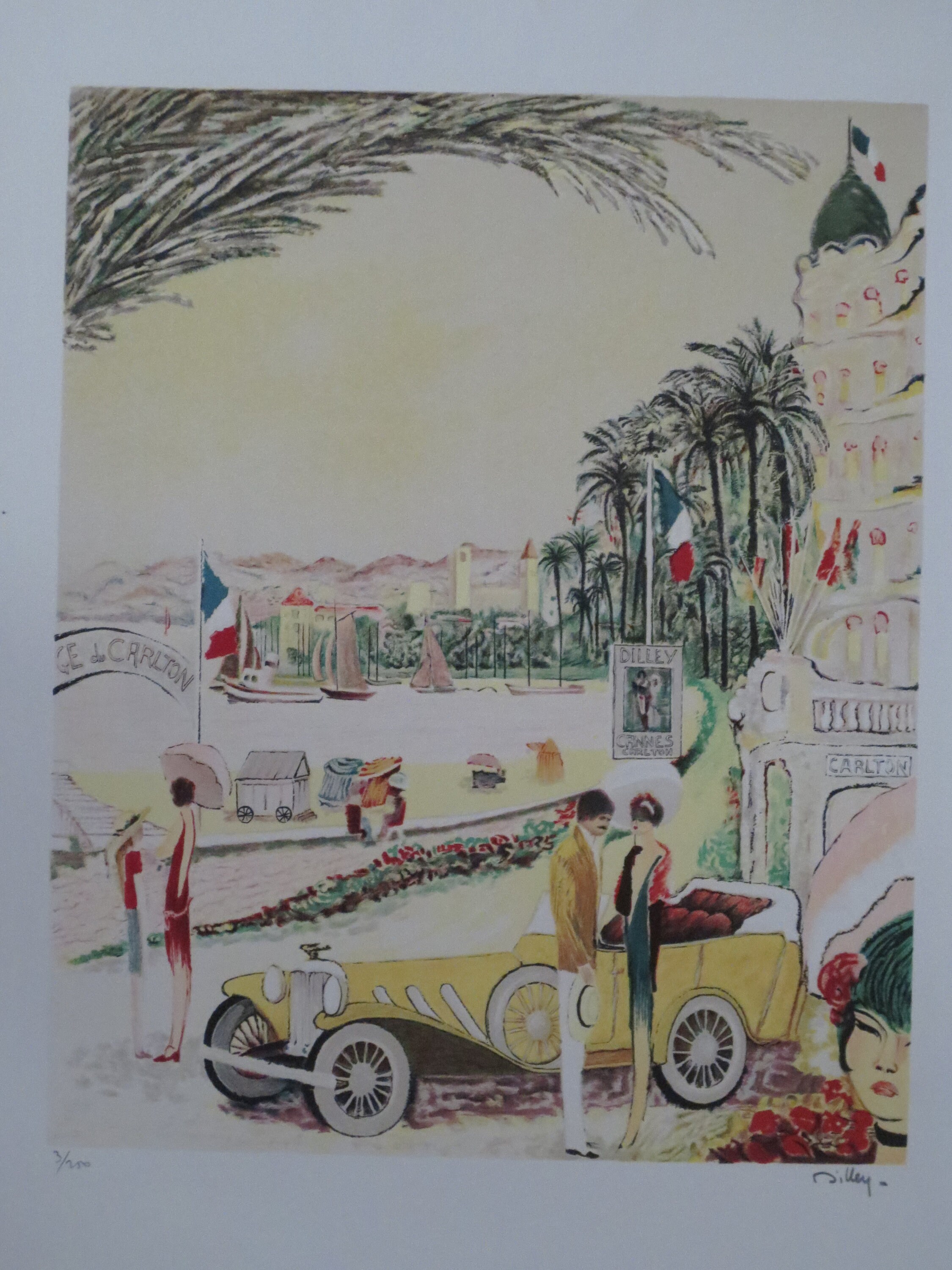Ramon Dilley "cannes Carlton' France Lithograph 3/250 Pencil Signed ...