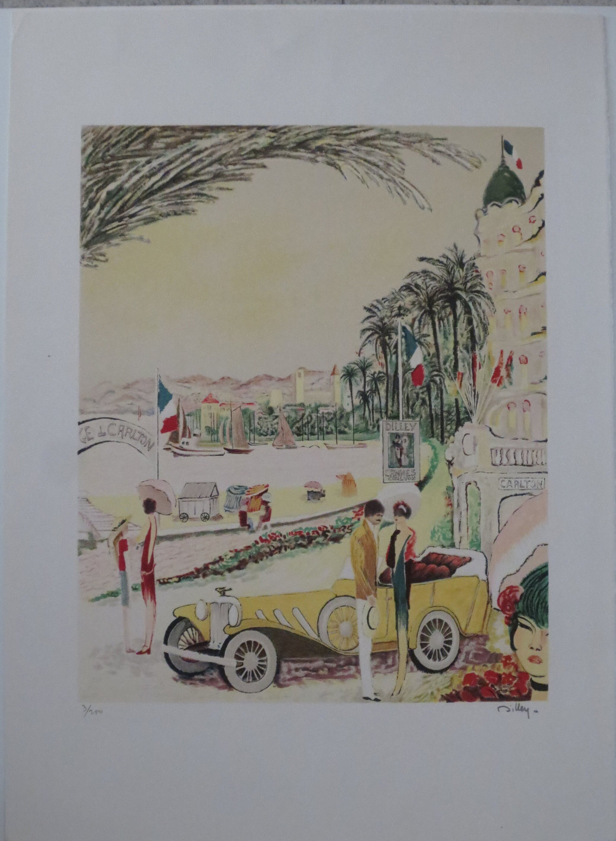 Ramon Dilley "cannes Carlton' France Lithograph 3/250 Pencil Signed ...