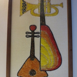 Original Mid-century Danish Modern Wall Plaque With Musical Instruments ...