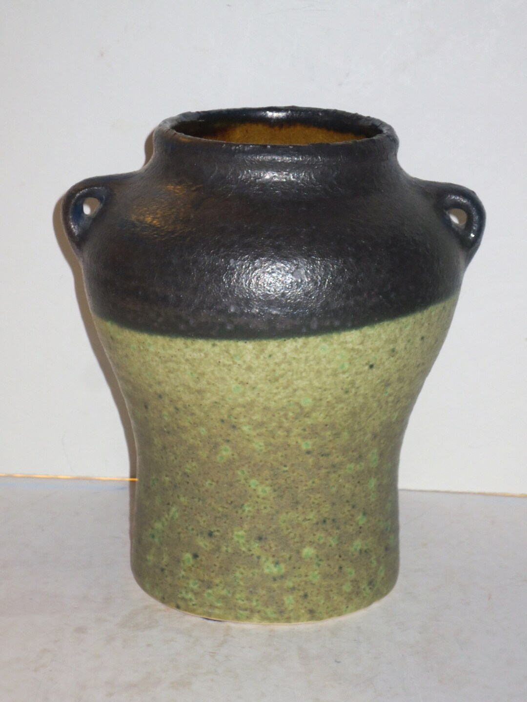 Vintage Two Handle Art Pottery Vase With Two Tone Glaze, Marked - Etsy