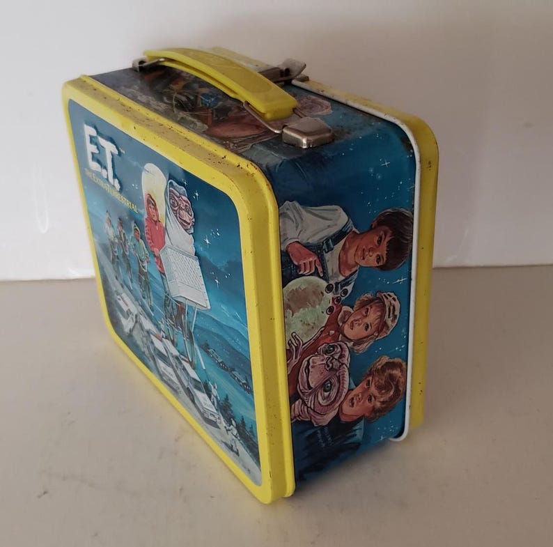 Vintage Aladdin E.T. Metal Lunch Box and Thermos With Original Papers ...