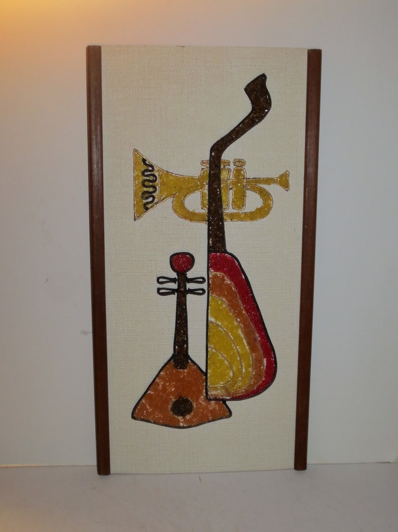Original Mid-century Danish Modern Wall Plaque With Musical Instruments ...
