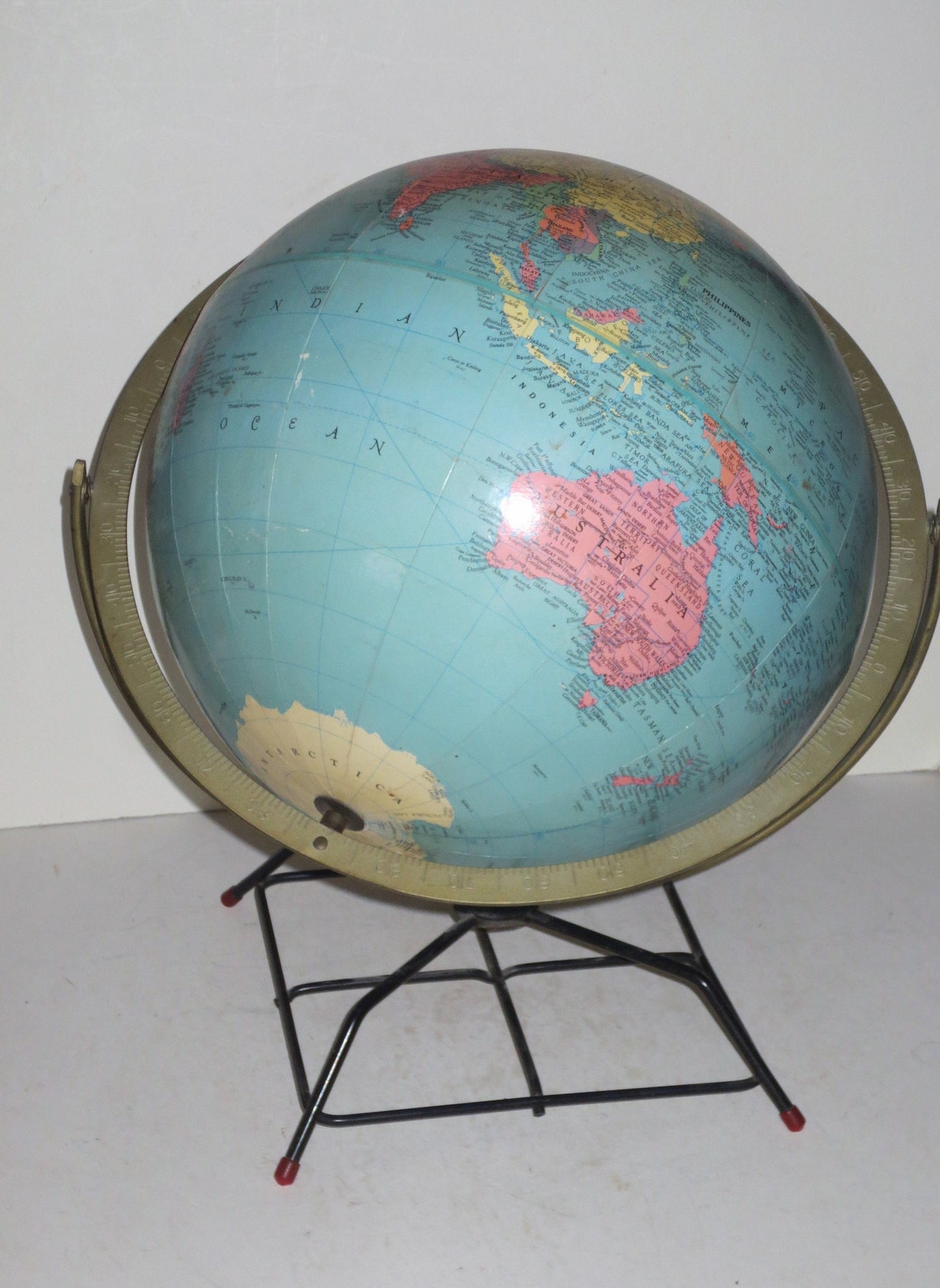 Vintage Replogle 12 Inch World Globe With Square Footed Metal Base ...