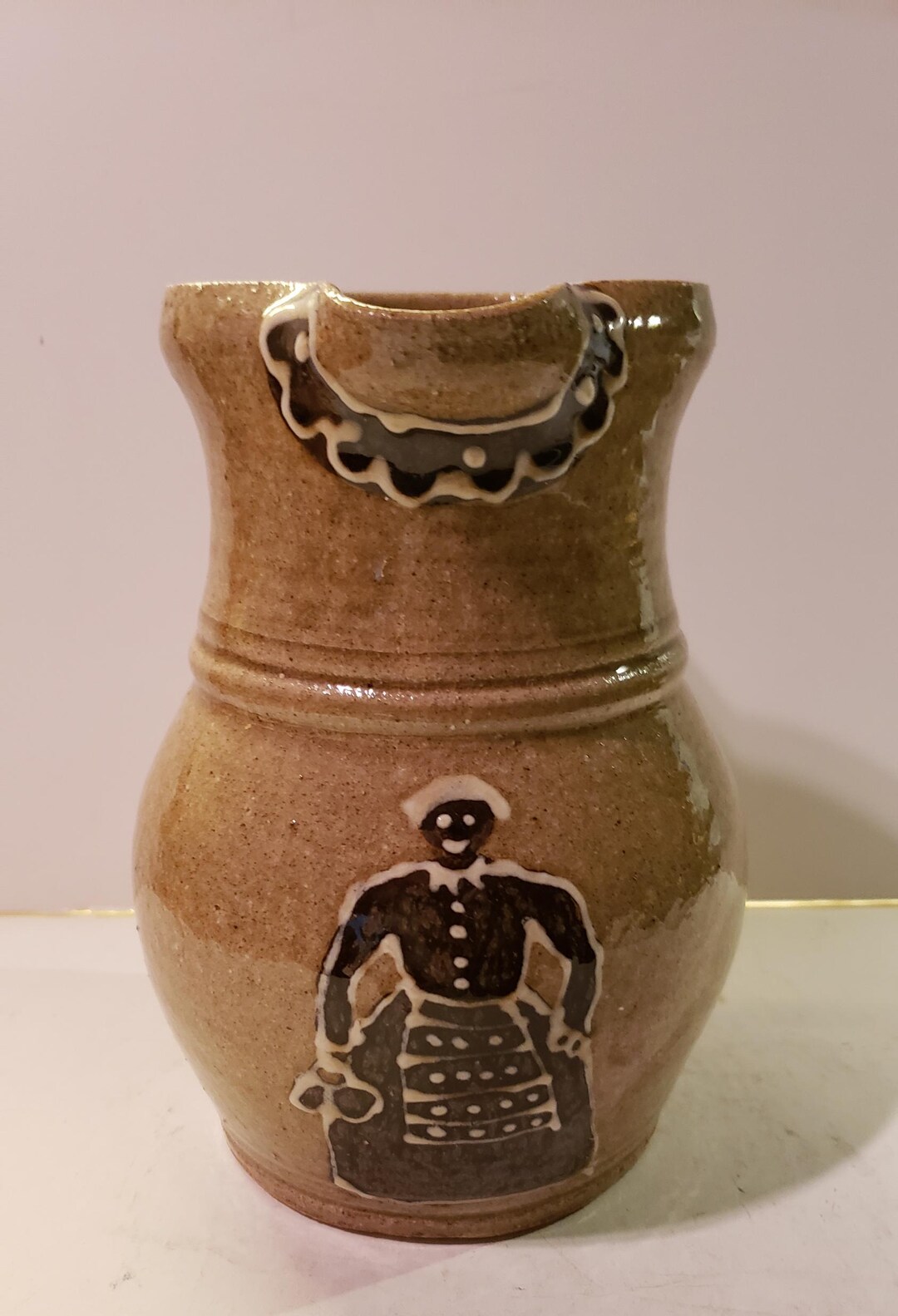 Stephen Ferrell, Vintage Stoneware Pottery Pitcher, Marked, Edgefield ...