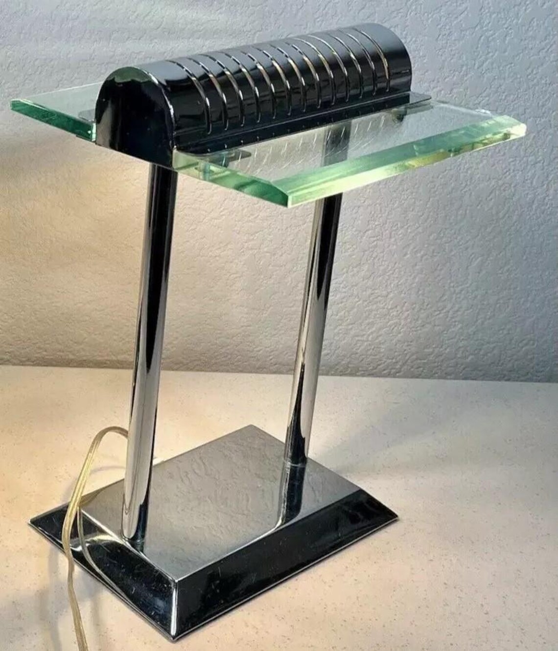 Robert Sonneman for Kovacs Post Modern Chrome & Glass Bankers Desk ...