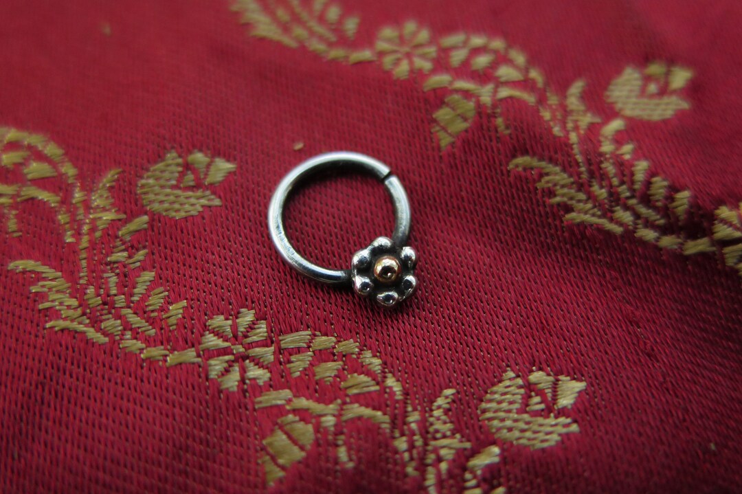 Silver and Gold Septum. Flower Septum. Handmade Body Jewelry - Etsy