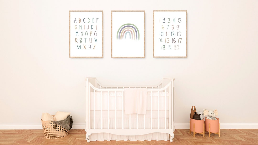 Alphabet and Number Wall Art - Nursery Decor - Kids Play Room - Home ...
