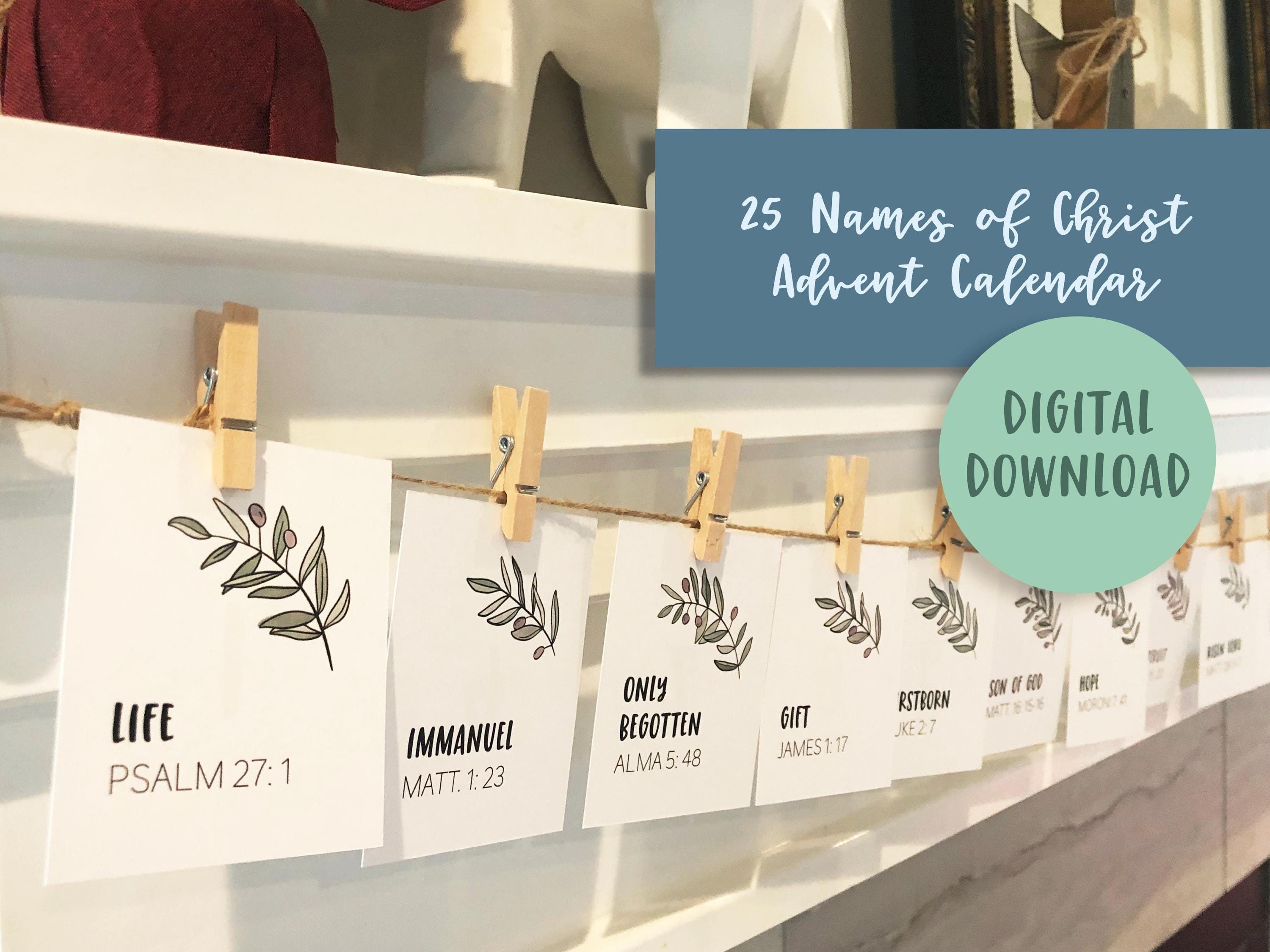 25 Names of Christ Advent Calendar Pennant Banner DIGITAL DOWNLOAD ...