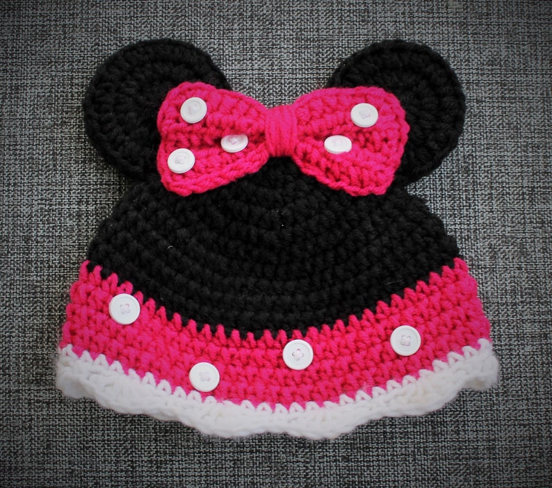 Minnie Mouse Hat - Handmade to Order - Newborn to Adult - Etsy
