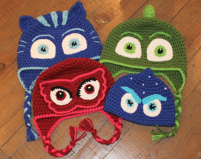 PJ Masks Crochet Hats - Handmade to Order - Newborn to Adult - Etsy
