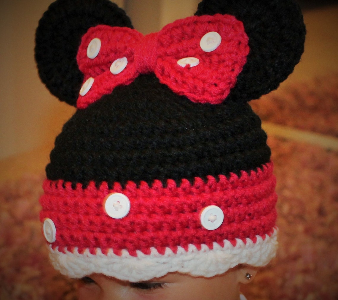 PERSONALIZED Minnie Mouse Hat Handmade to Order Newborn to - Etsy