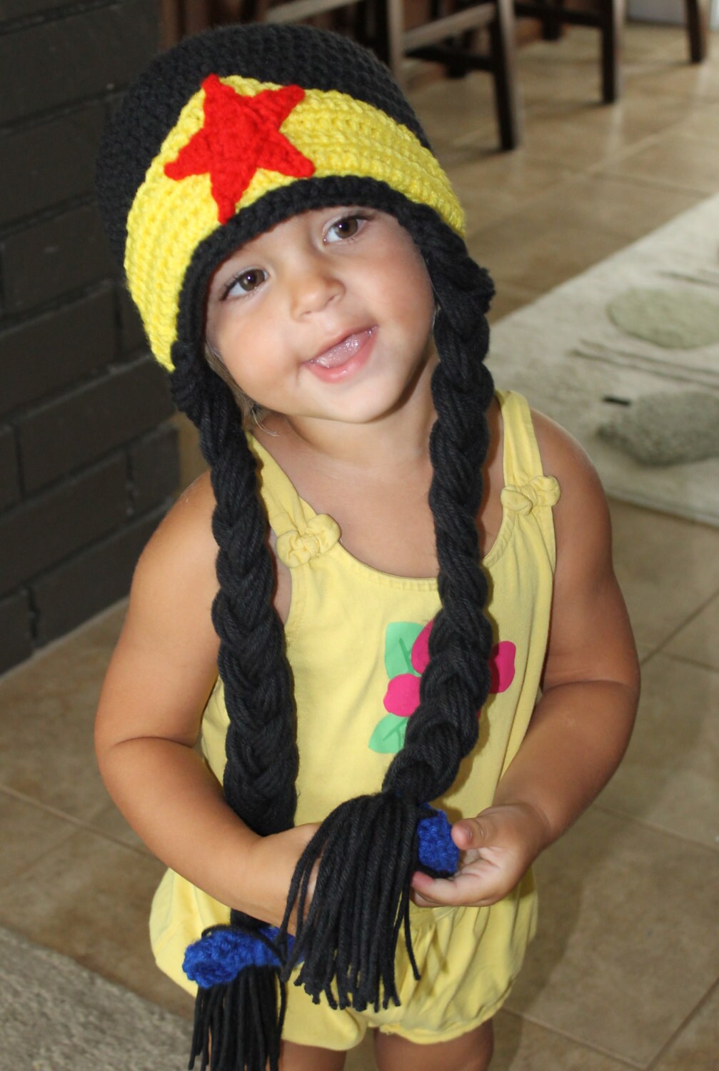 Wonder Woman Crochet Hat W/ Braids Newborn to Adult - Etsy