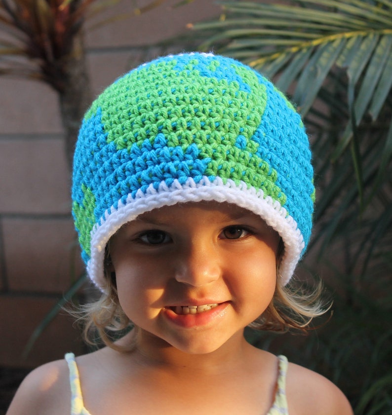 Earth / Globe Hat With Hearts for Special Places - Handmade to Order ...