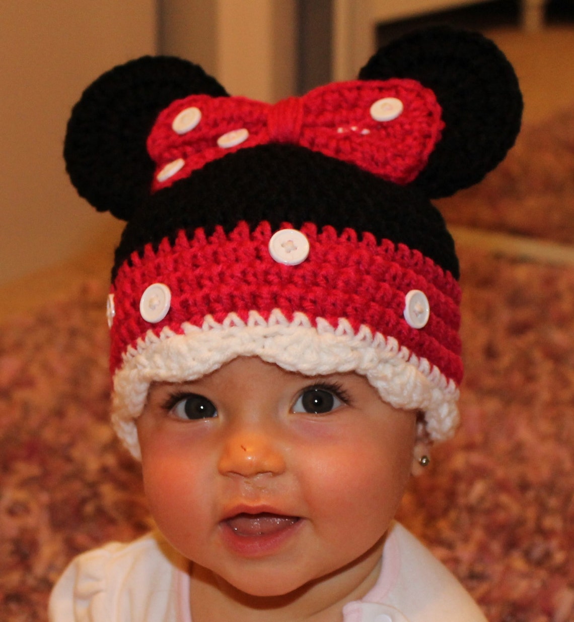 Minnie Mouse Hat - Handmade to Order - Newborn to Adult - Etsy
