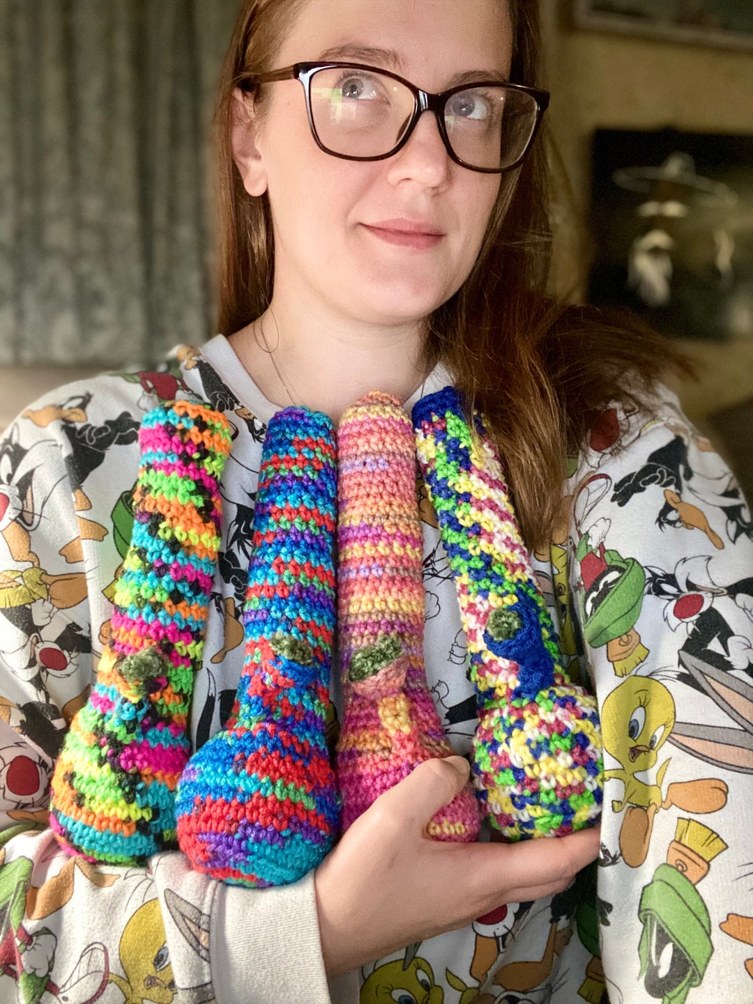 Catnip Bong Kicker, Catnip Crochet, Crochet Cat Kicker, Crocheted Cat ...