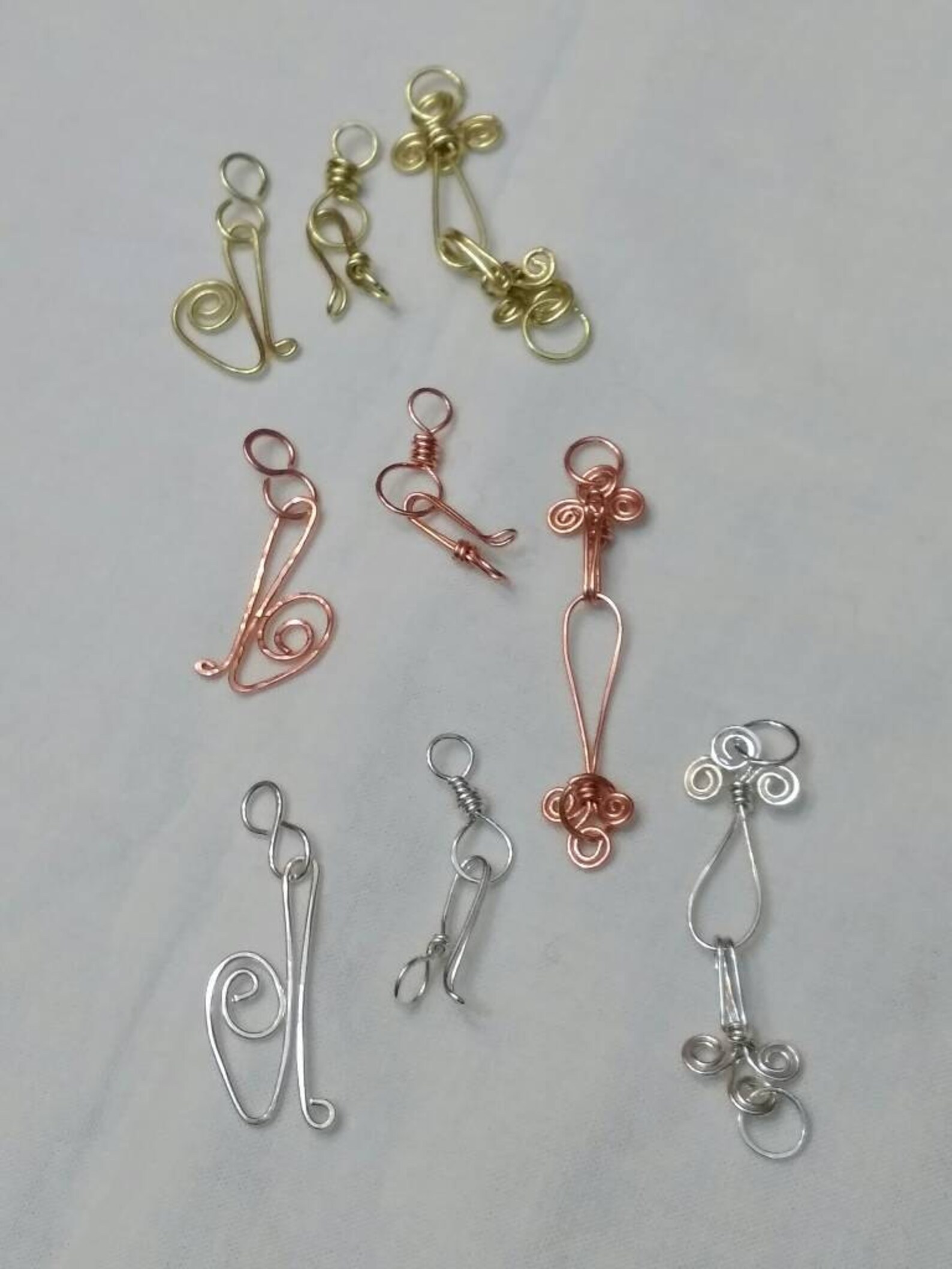 Handmade Wire Wrapped Clasps Brass Eye and Hook Clasps Set of 3 - Etsy