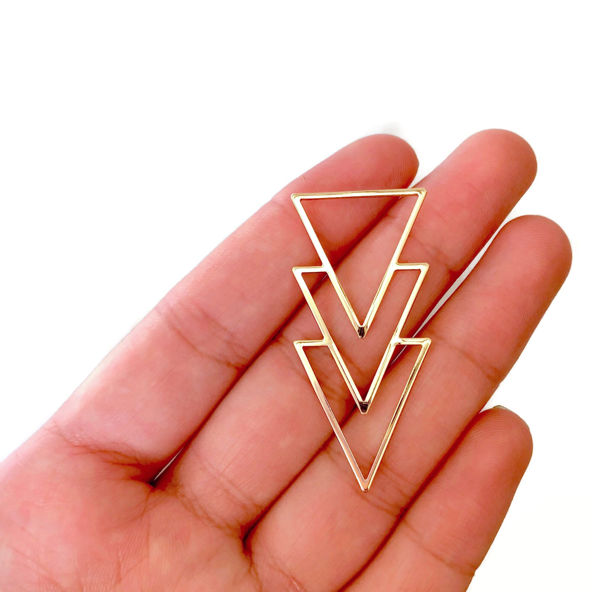 46 X 21 Mm 4 Pc Gold Triangle Pendant Charms Brass - Etsy