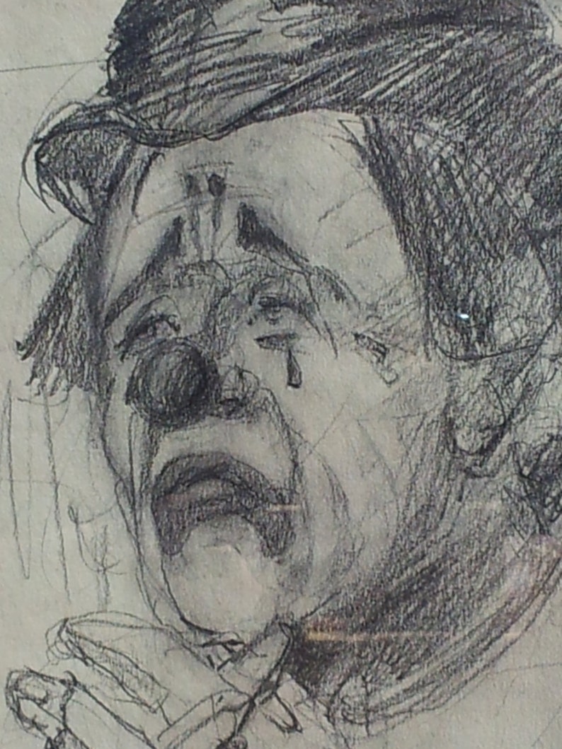 Vintage Original Sketch Portrait of A Clown Pencil Drawing - Etsy