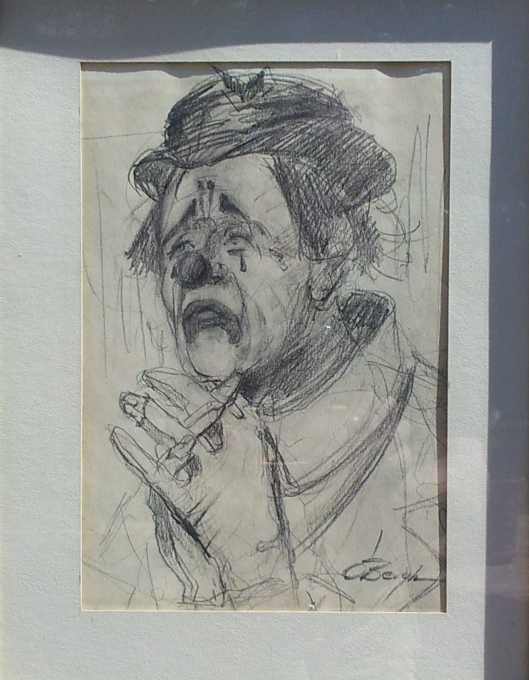 Vintage Original Sketch Portrait of A Clown Pencil Drawing - Etsy