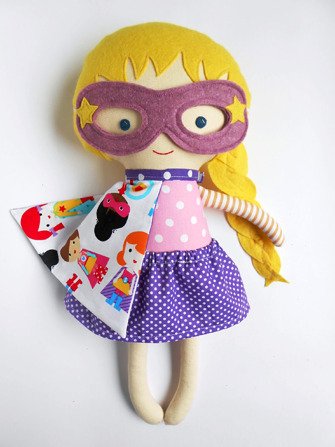 Doll Superhero Girl Handmade Rag Doll With Cape and Mask | Etsy