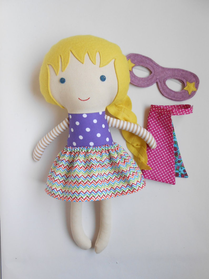 RAG DOLL Superhero With Cape and Mask as Birthday Gift for | Etsy