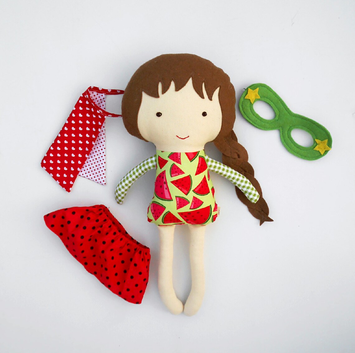 Rag Doll Superhero Girl With Watermelon Print Toddlers Gift - Etsy