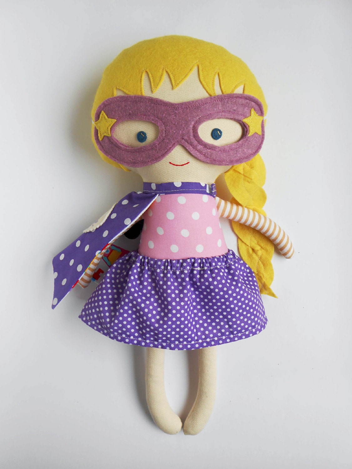 Doll Superhero Girl Handmade Rag Doll With Cape and Mask | Etsy