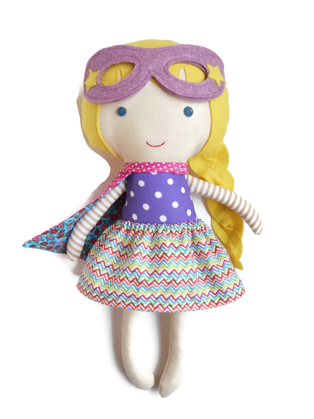 RAG DOLL Superhero With Cape and Mask as Birthday Gift for Toddlers ...