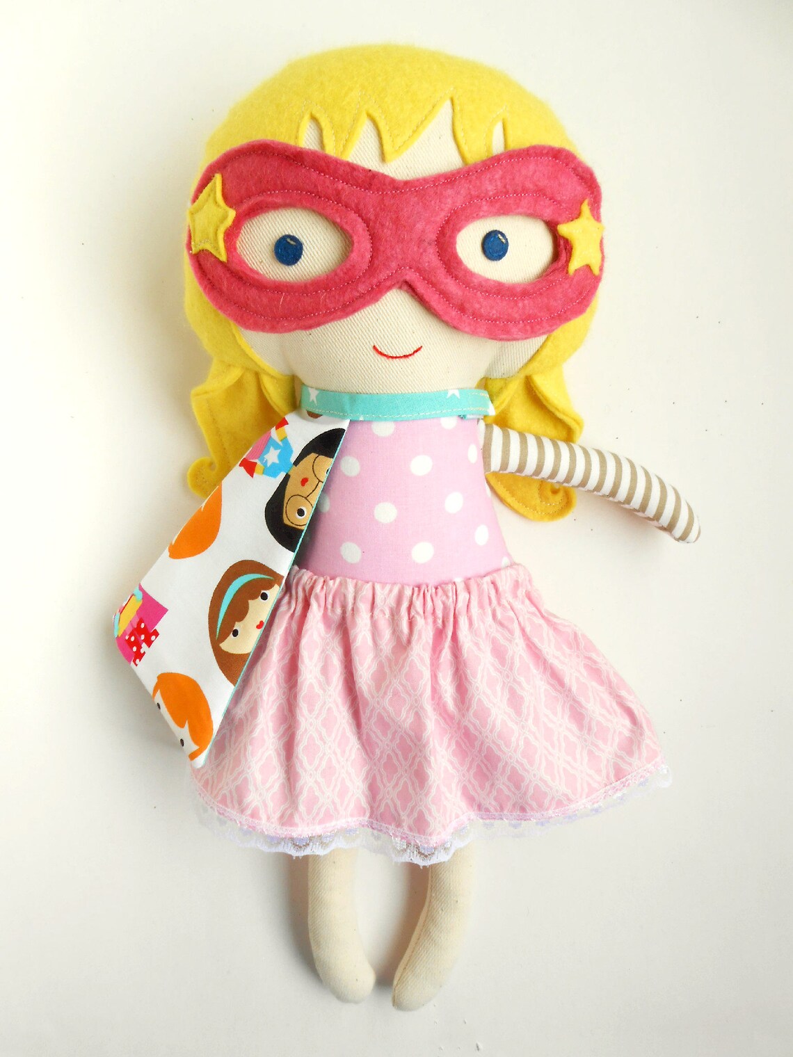Superhero Girl Rag Doll With Superhero Mask and Cape Fabric - Etsy
