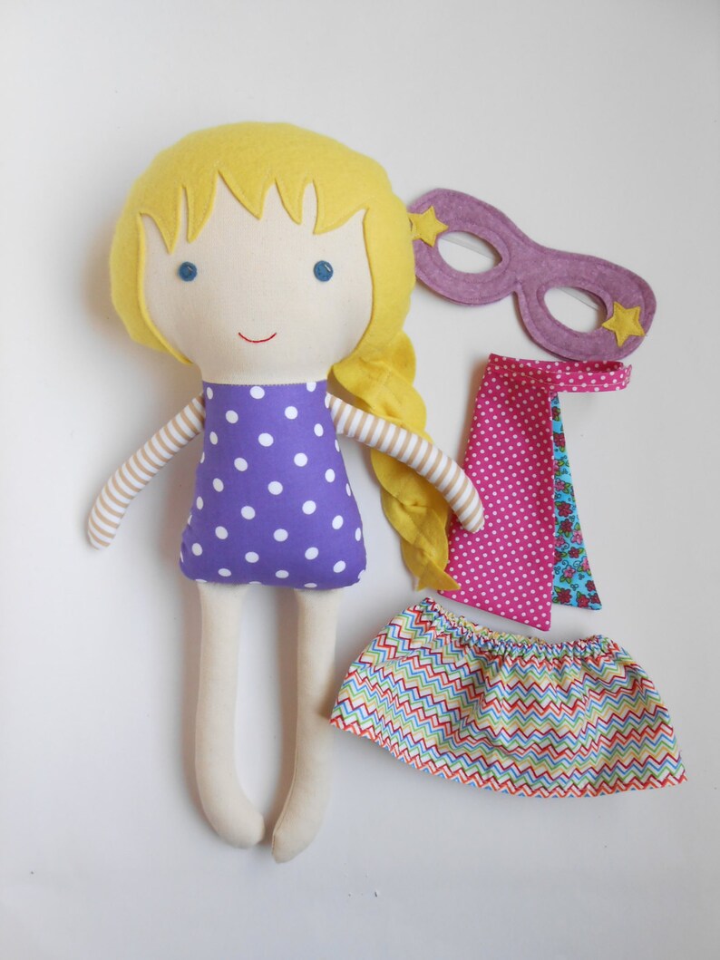 RAG DOLL Superhero With Cape and Mask as Birthday Gift for | Etsy