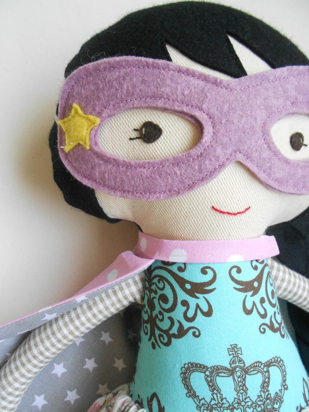 Asian Wonder Girl Rag Doll With Supergirl Costume Cape and - Etsy
