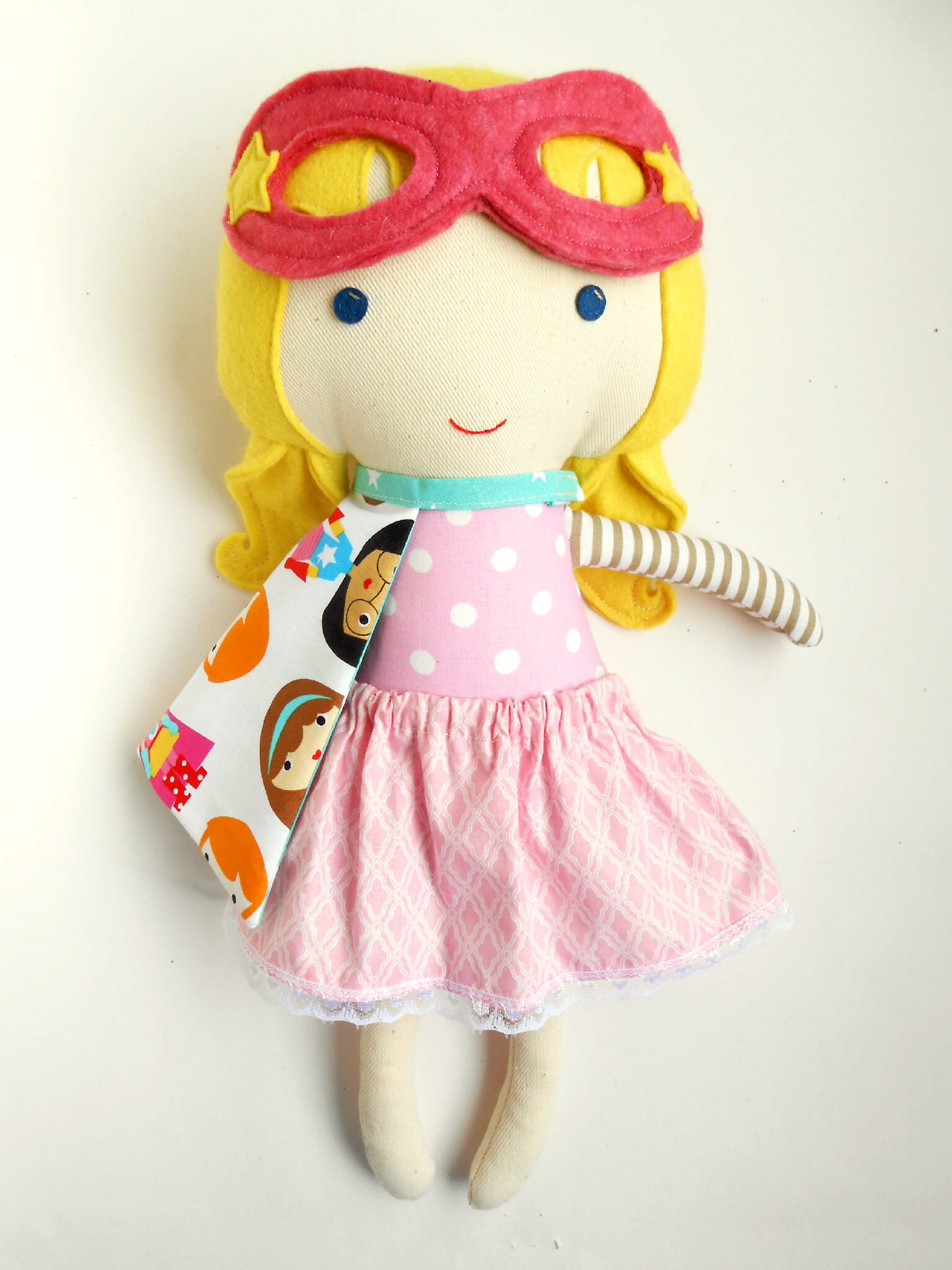 Superhero Girl Rag Doll With Superhero Mask and Cape Fabric - Etsy