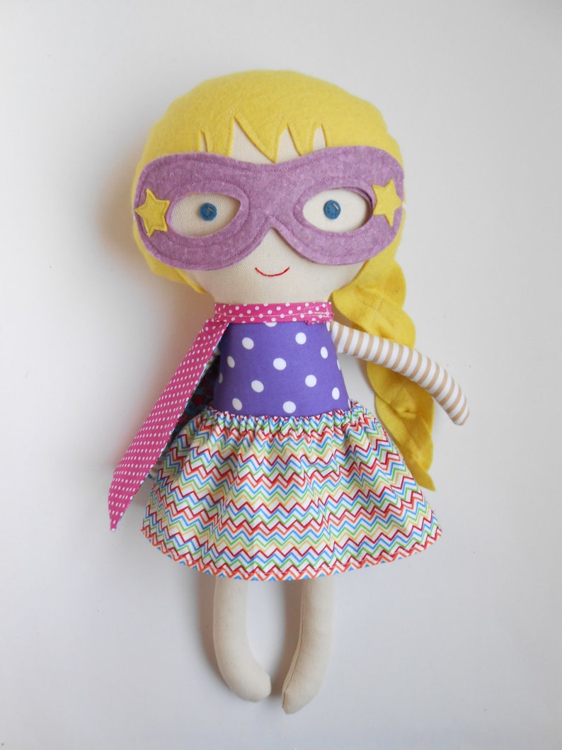 RAG DOLL Superhero With Cape and Mask as Birthday Gift for | Etsy